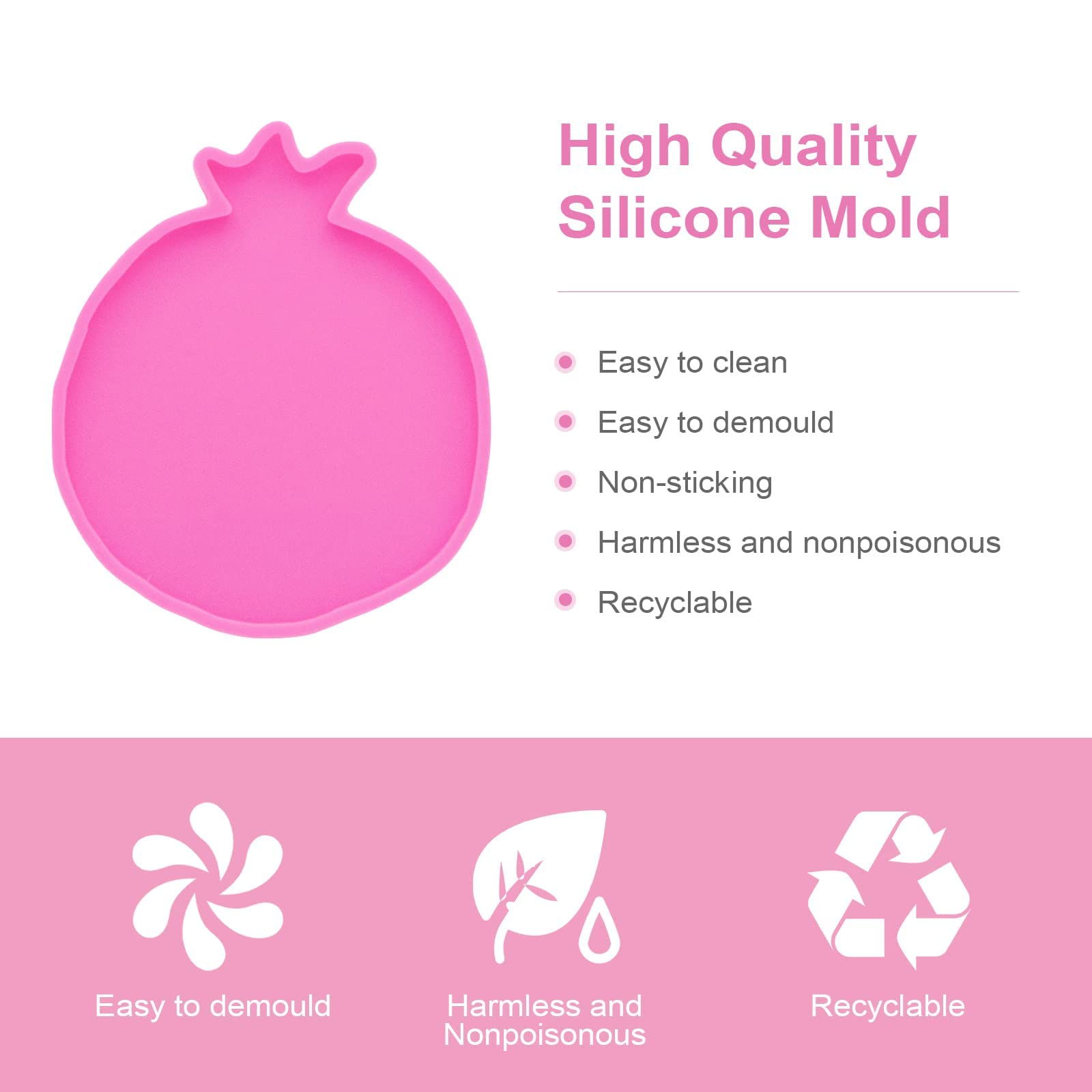 Shiny Glossy 10 inch Pomegranate Geode Large Coaster Agate Resin Silicone Molds Epoxy Fruit Style Resin Mold, Tray Resin Casting Mold for DIY Agate Coaster, Cup Mats, Bowl Mat, Home Decoration