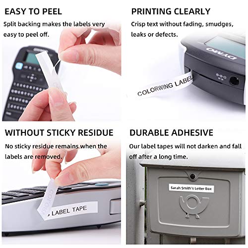 6-Pack Compatible Dymo D1 Label Tape 45013 S0720530 Replace for DYMO D1 A45013 Refills,Black on White,1/2 Inch x 23 Ft for Dymo LabelManager 160 420P 210D 280 360D PnP Label Maker