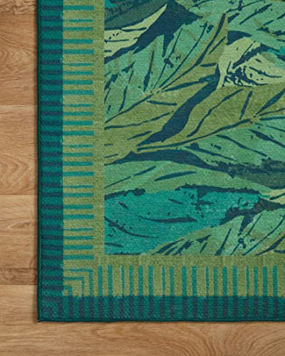 Loloi Justina Blakeney x Pisolino Collection PSO-04 Teal/Lagoon, Indoor/Outdoor 3'-6" x 5'-6" Accent Rug