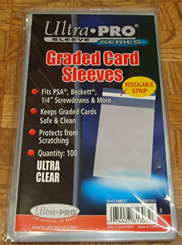 5 Ultra Pro Graded Card Sleeve Packs with Resealable Strip 500 Total (5 100ct Packages). Protects Graded Cards From Scratching and Dust. For Use w/ Beckett, Bgs, PSA and More.