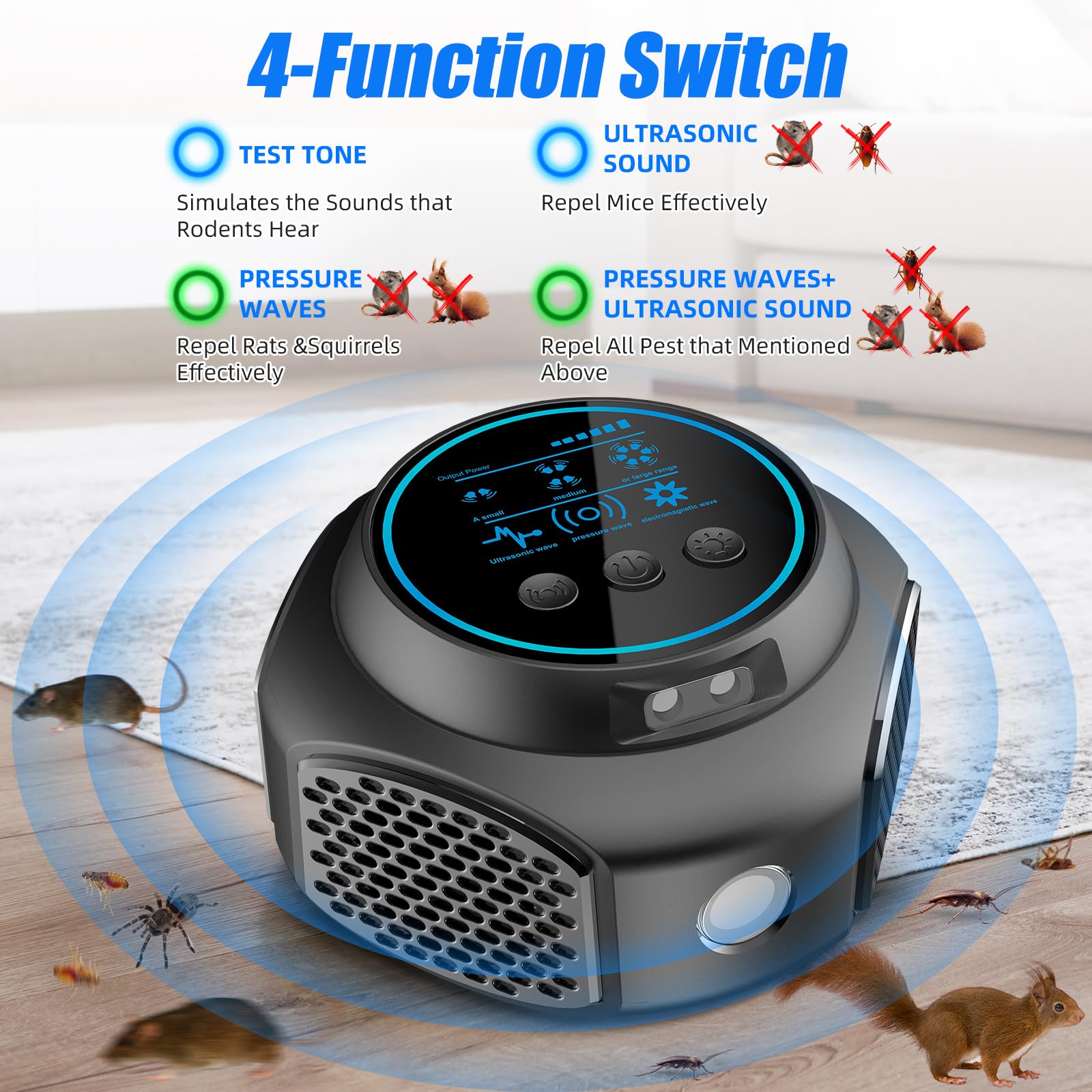 Mouse Repellent,Rodent Repellent Indoor Ultrasonic,Mice Repellent Plug-ins Squirrel Repellent,Mouse Deterrent Rat Control Bat Removal