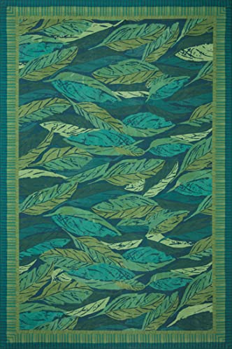 Loloi Justina Blakeney x Pisolino Collection PSO-04 Teal/Lagoon, Indoor/Outdoor 3'-6" x 5'-6" Accent Rug