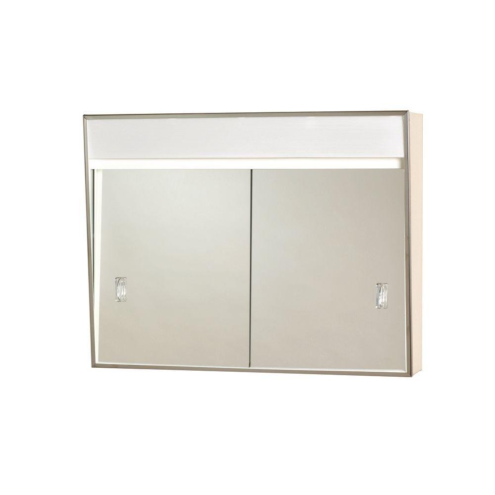 701L Series Sliding Medicine Cabinet, 2 Light With Courtesy Outlet, 24"