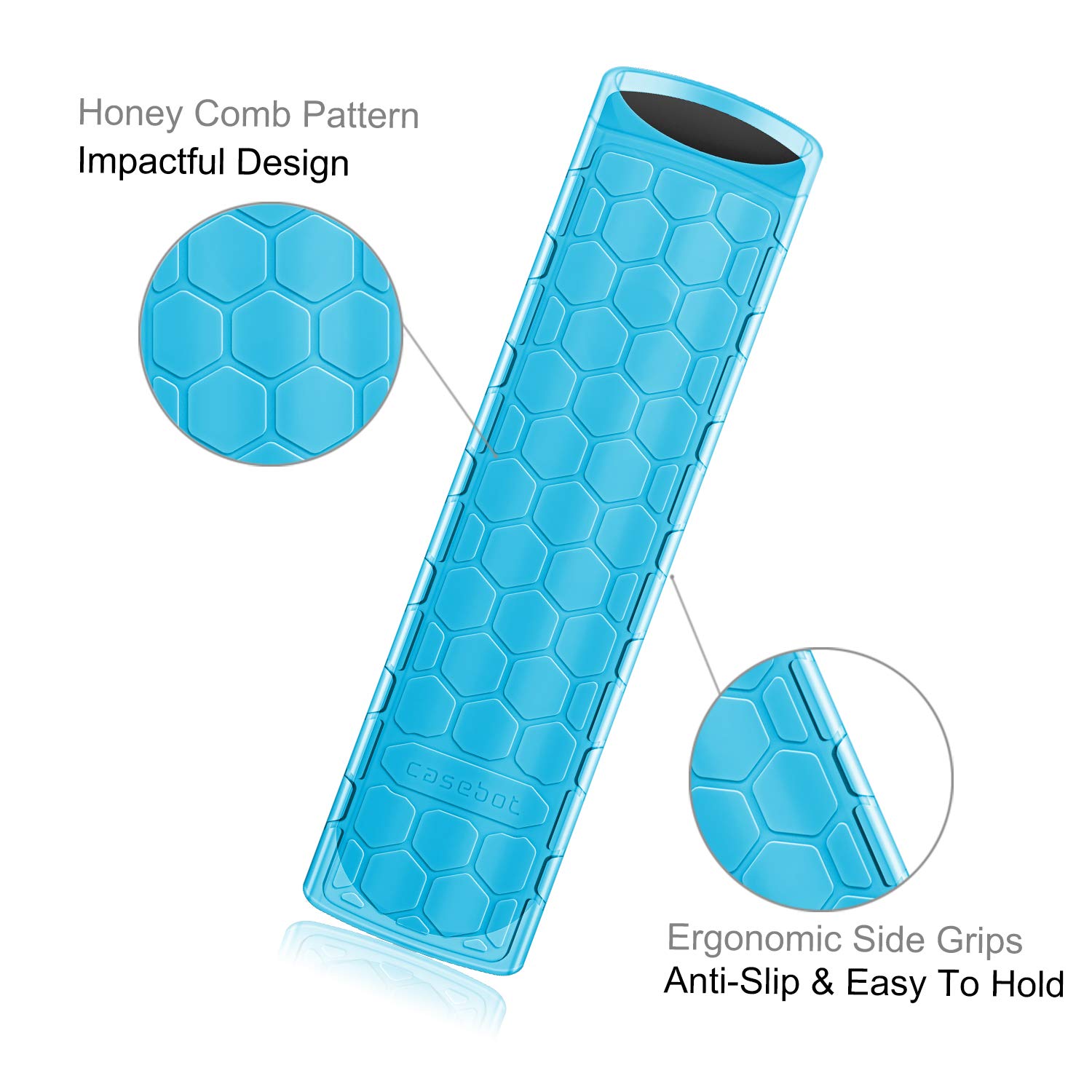 CaseBot Silicone Case for Amazon Insignia Smart HD Fire TV Voice Remote (2019) - Honey Comb Series [Anti Slip] Shockproof Cover Compatible with Element Smart Fire TV Voice Remote, Blue-Glow