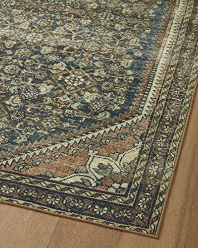 Magnolia Home by Joanna Gaines x Loloi Banks Collection BAN-02 Machine Washable Denim / Clay 2'-0" x 5'-0" Accent Rug