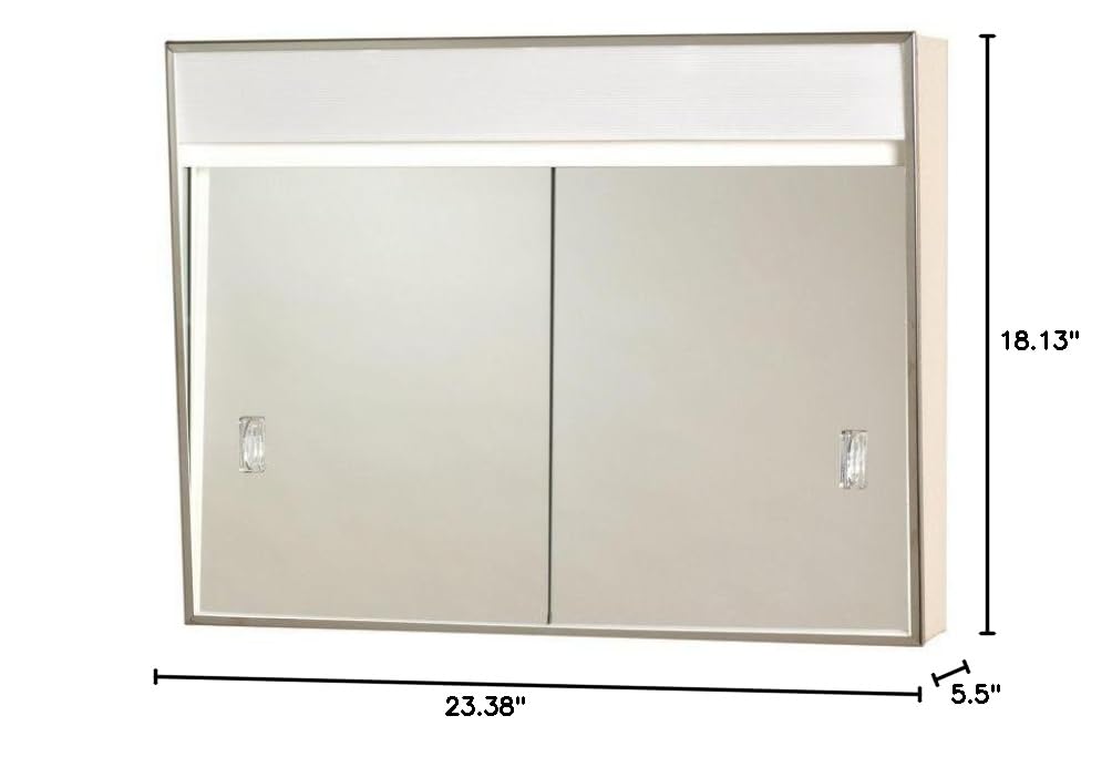 701L Series Sliding Medicine Cabinet, 2 Light With Courtesy Outlet, 24"