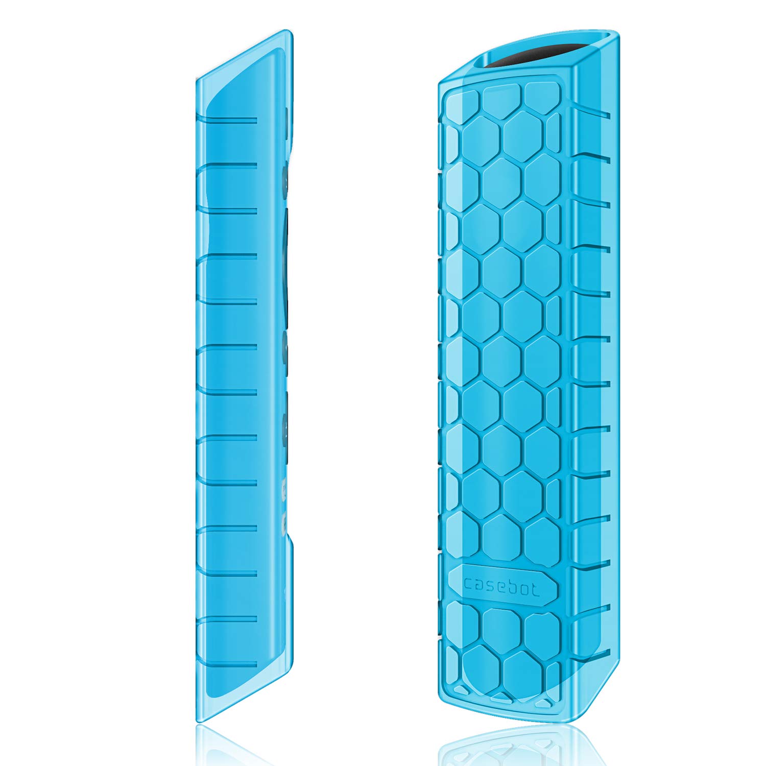 CaseBot Silicone Case for Amazon Insignia Smart HD Fire TV Voice Remote (2019) - Honey Comb Series [Anti Slip] Shockproof Cover Compatible with Element Smart Fire TV Voice Remote, Blue-Glow