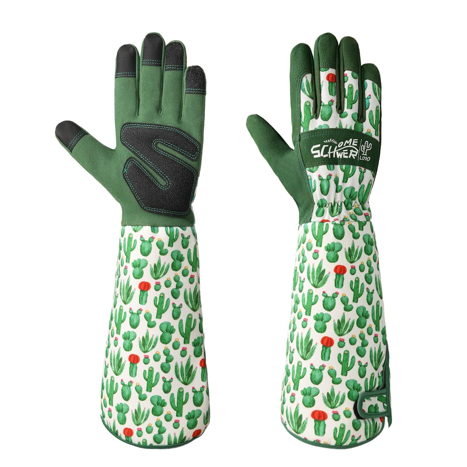 Schwer Gardening Gloves for Women,Rose Pruning Gloves with Forearm Protection,Breathable and Comfortable Thorn Proof Garden Glove with Touch Screen for Yard & Outdoor Work(Large 1 pair)