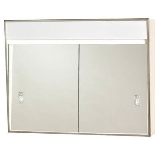 701L Series Sliding Medicine Cabinet, 2 Light With Courtesy Outlet, 24"