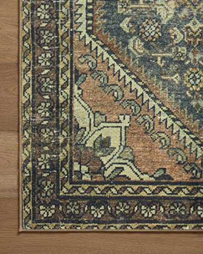 Magnolia Home by Joanna Gaines x Loloi Banks Collection BAN-02 Machine Washable Denim / Clay 2'-0" x 5'-0" Accent Rug