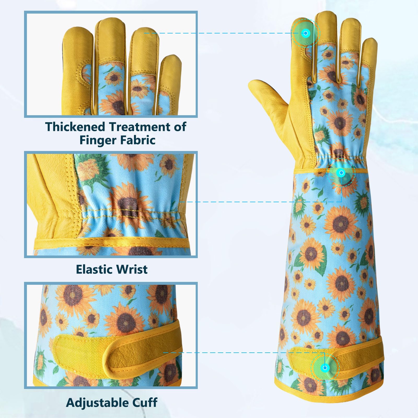 Velway Long Gardening Gloves for Women - Thorn Proof & Rose Pruning Forearm Protection Garden Gloves - Breathable Leather Long Garden Gloves Gifts & Tools for Gardener Yard Work Medium