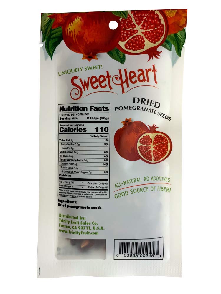 1 oz. SweetHeart Dried Pomegranate Seeds | All Natural, No Sugar Added | 100% Fruit | Non-GMO | Vegan | No Refrigeration Needed