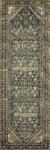 Magnolia Home by Joanna Gaines x Loloi Banks Collection BAN-02 Machine Washable Denim / Clay 2'-0" x 5'-0" Accent Rug
