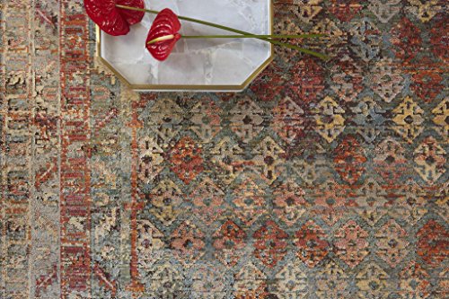Loloi JV-03 Javari Collection Distressed Modern Area Rug 6' x 9'4" Slate / Berry