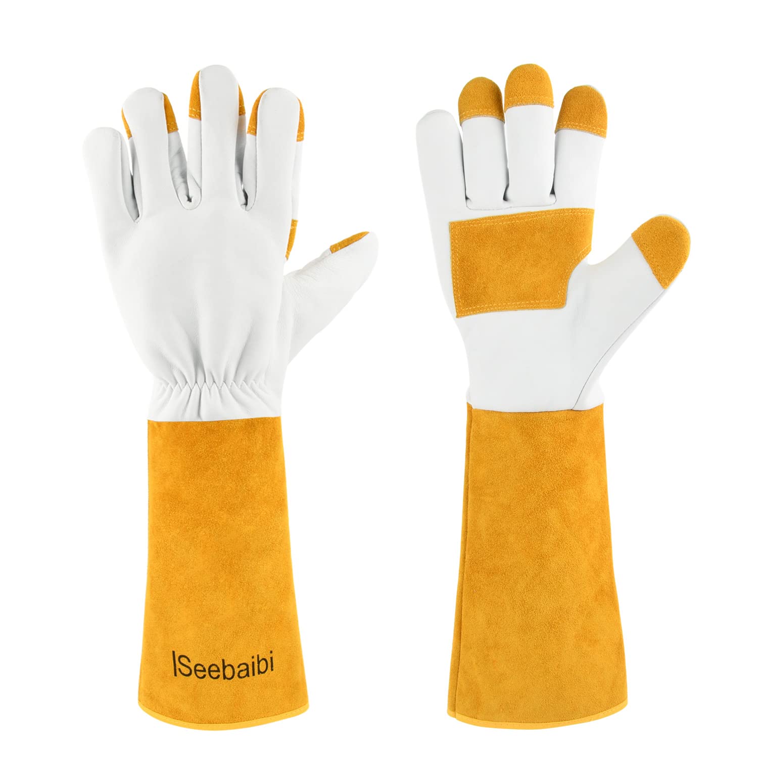Long Gardening Gloves,Thorn Proof Genuine Leather Work Gloves, Garden Gloves with Long Cowhide Gauntlet to Protect Your Arms Until the Elbow, Working Gloves for Man and Women (Medium, Brown)