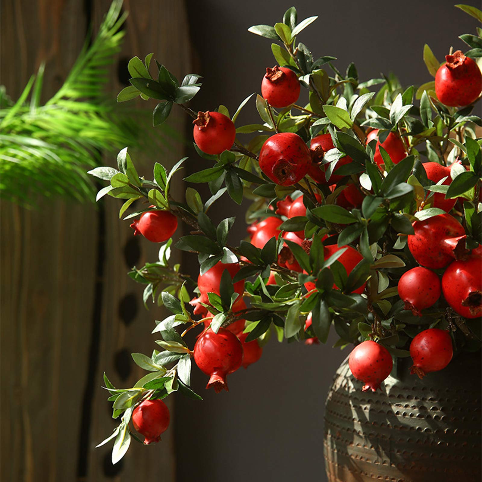 Okngr Artificial Pomegranate Branch, 3pcs Artificial Rosehip Berries 31.5inch Fake Berries Decor Simulation Pomegranate Bouquet Artificial Branches Winter Decorative for Home, Holiday Decoration