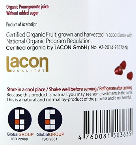 BLUE RIBBON, 100% Pomegranate Juice - USDA Organic Certified - Glass Bottle (2 Pack) No Sugar, No Artificial Colors, No Preservatives, No Flavors Added