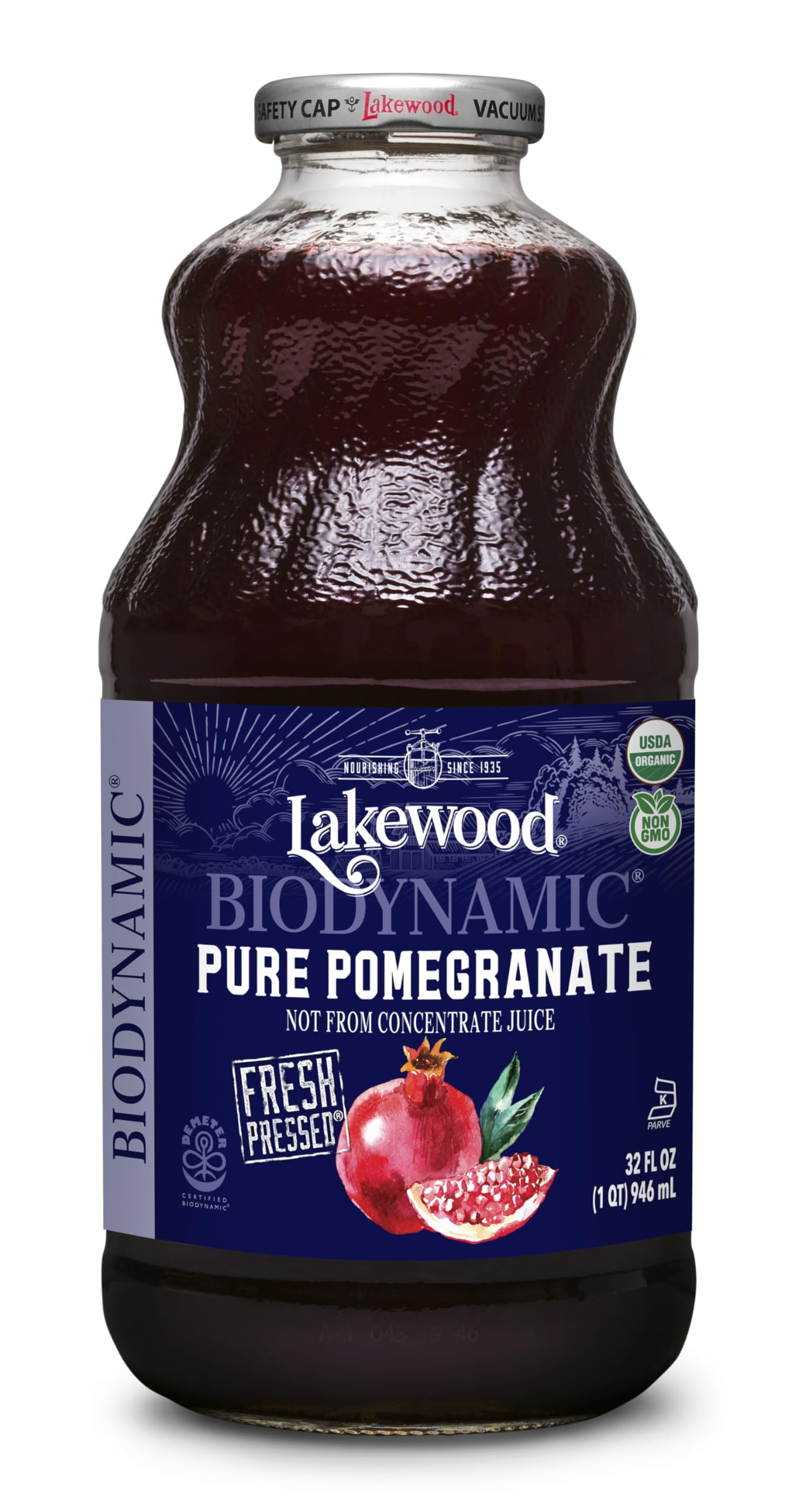 LAKEWOOD Organic Pomegranate Juice, 32 FZ