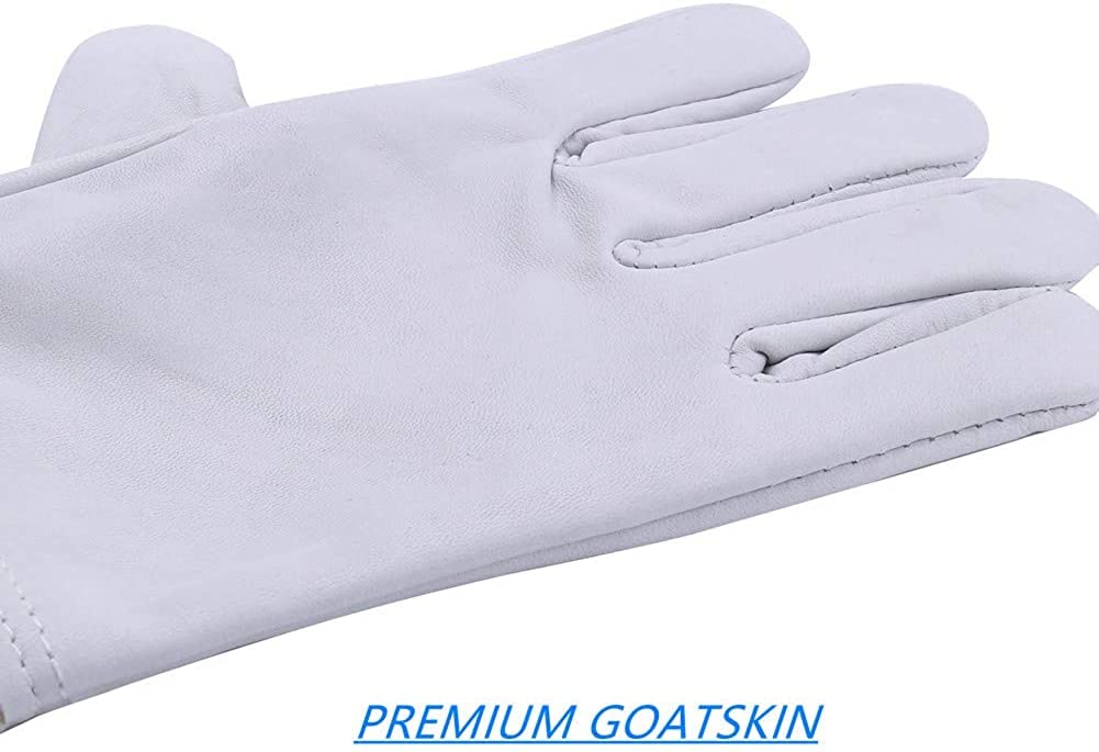 Beekeeping Gloves Bee Keeper Gloves - Premium Goatskin Leather Beekeeper Gloves with Protective Ventilated Long Canvas Sleeves & Elastic Cuffs for Beginner, Professional Beekeeping Supplies,Large