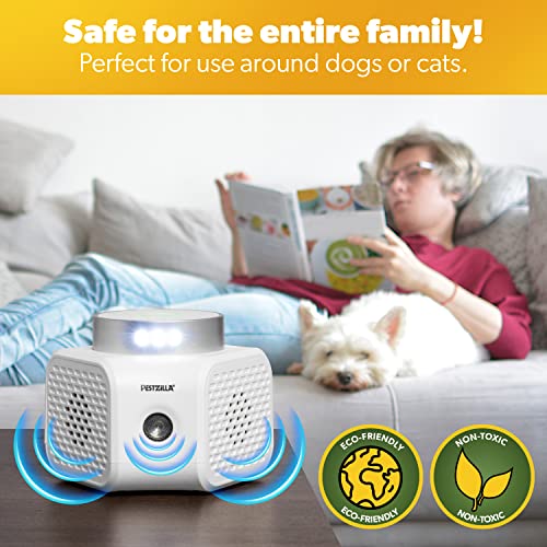 Pestzilla Ultrasonic Pest Repeller β Humane Mouse Repellent & Rat Deterrent - Ultrasound Impluse and LED Strobe Lights β Perfect for Squirrel Repellent Household Pests Repeller & Mice Repellant
