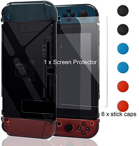 Dockable Case Compatible with Switch Console and Joy-Con Controller, Patterned ( Pomegranate Fruit ) Protective Case Cover with Tempered Glass Screen