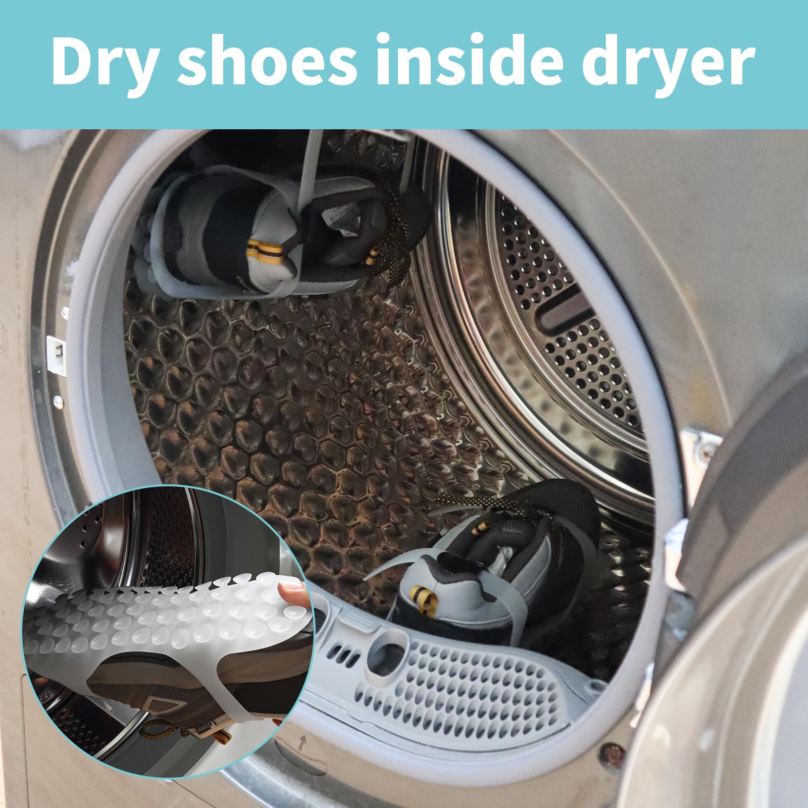 Shoe Rack for Dryer, Shoes Inside Dryer, Drying Sneaker Holder Organizer, 63 Powerful Suction Cups, Unmute, 2 Pack