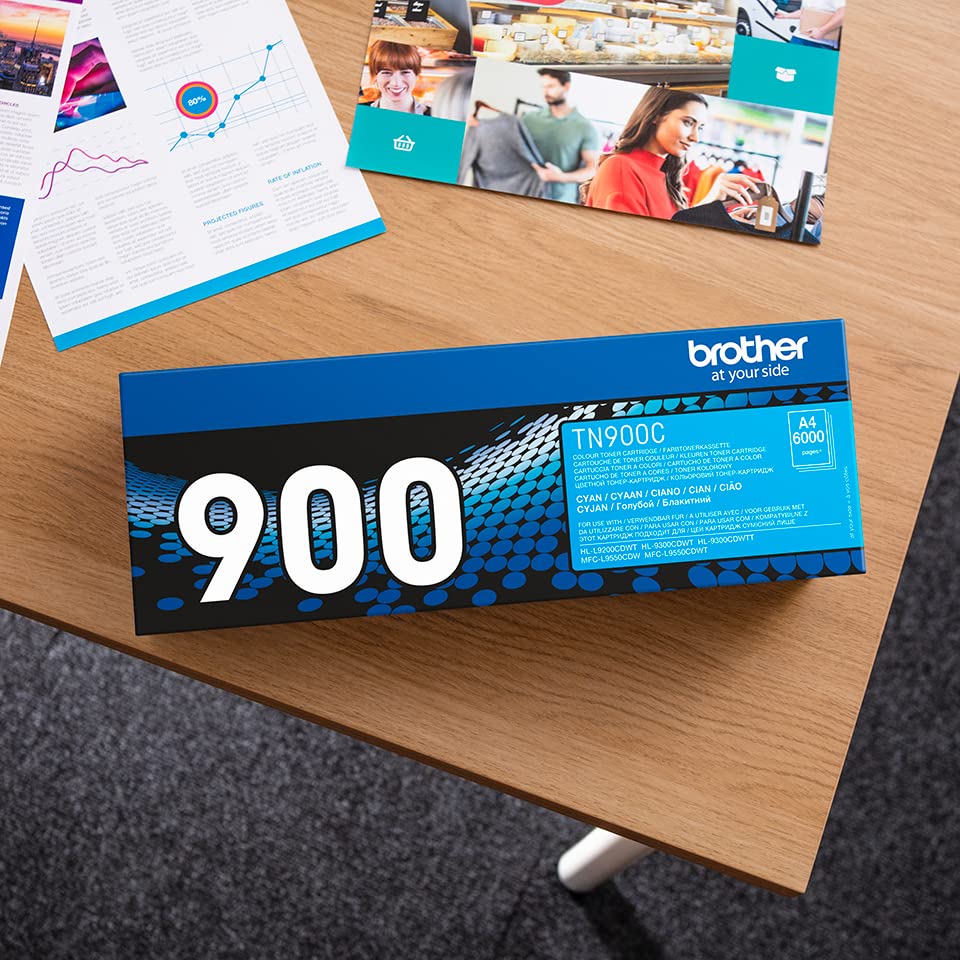 Brother TN-900C Toner Cartridge, Cyan, Single Pack, Ultra High Yield, Includes 1 x Toner Cartridge, Brother Genuine Supplies