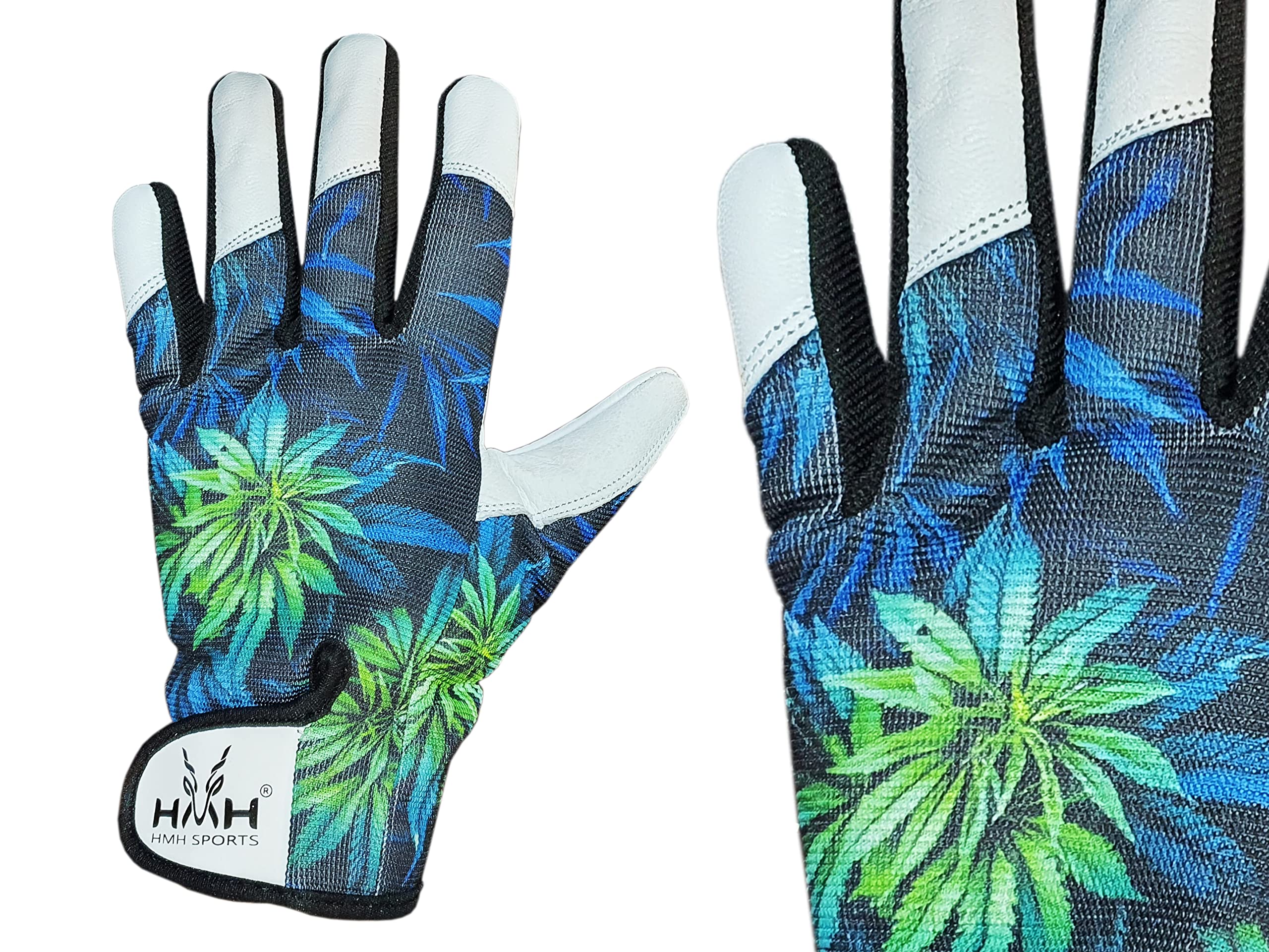 HMH Leather Gardening Gloves - Large, Green Short, Unisex