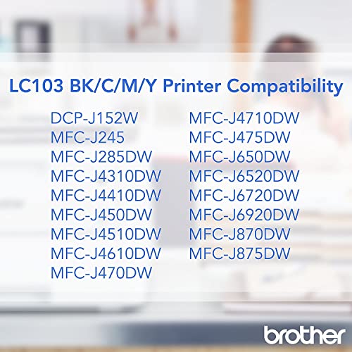 Brother Lc103 Inkjet Cartridges (Cyan/Magenta/Yellow, 3-Pack) in Retail Packaging