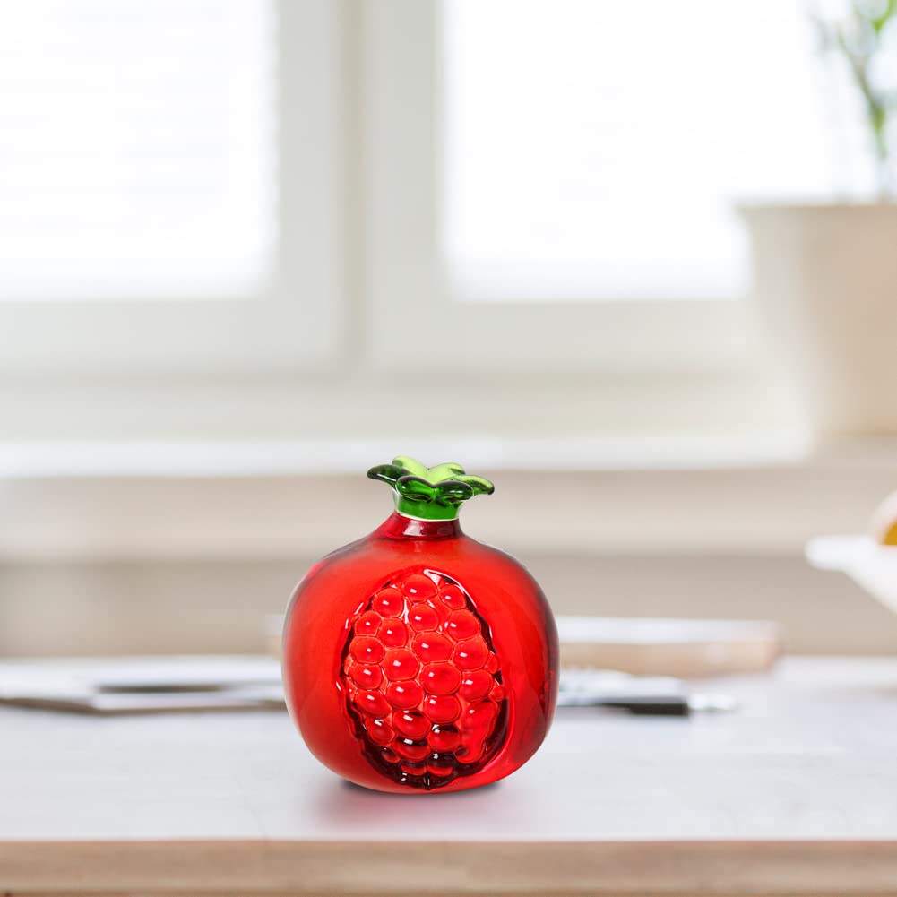 JOONOR Crystal Pomegranate Statue Ornament Decorative Artificial Fruit Glass Figurine Tabletop Paperweight Crystal Ornament for Home Office,Pomegranate