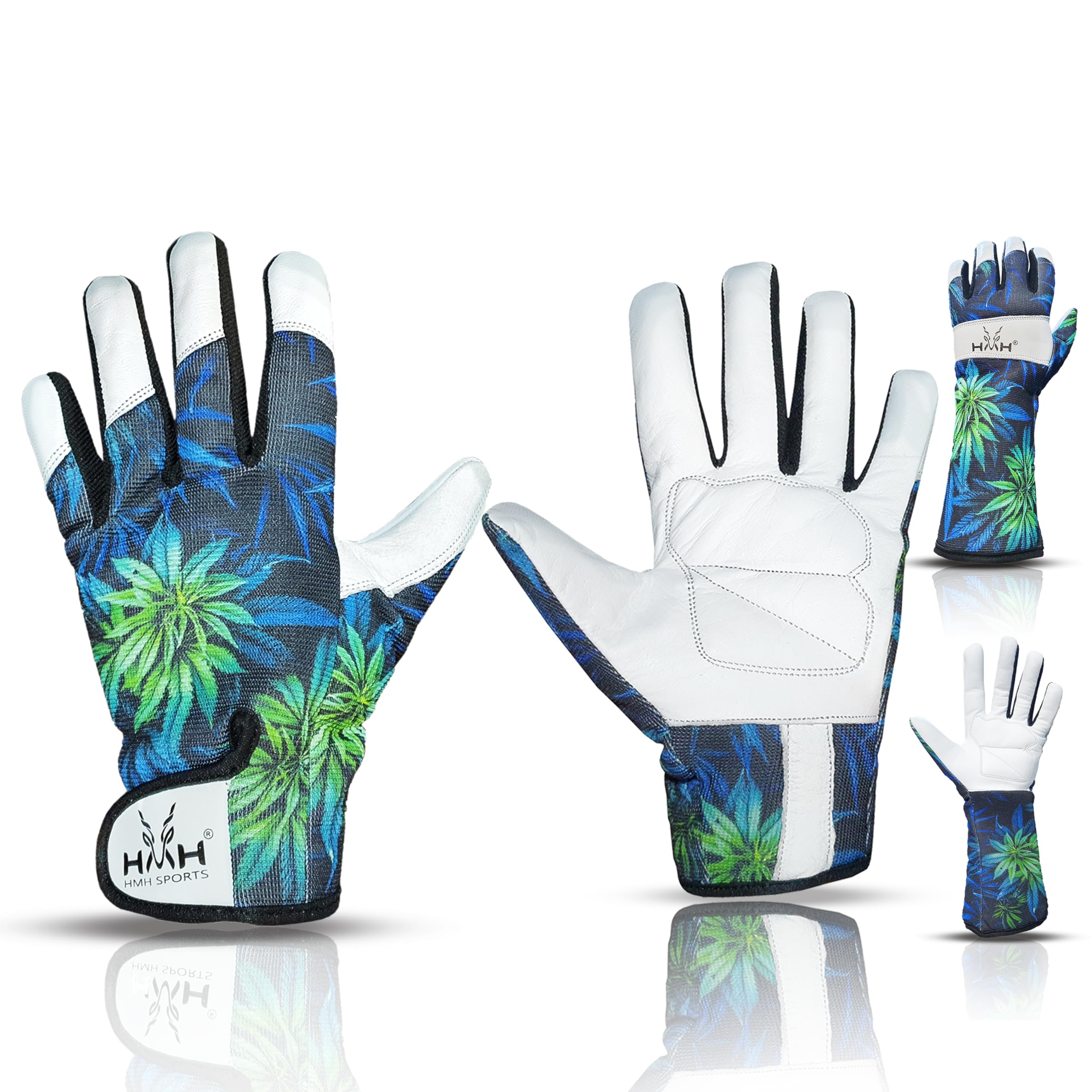 HMH Leather Gardening Gloves - Large, Green Short, Unisex