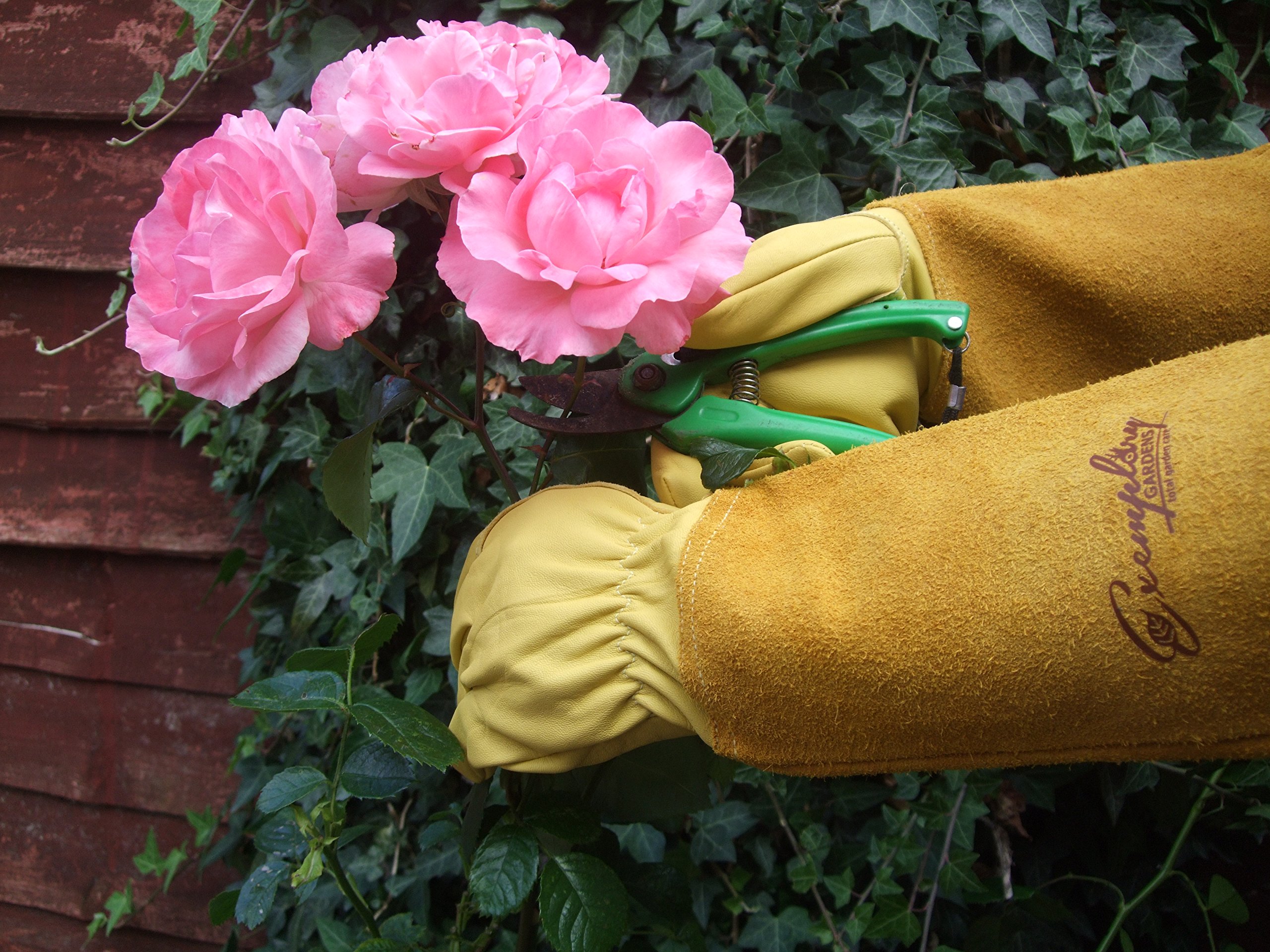 Rose Pruning Gloves for Men and Women - Thorn Proof Goatskin Leather Gardening Gloves with Gauntlet (Extra Large, Yellow)