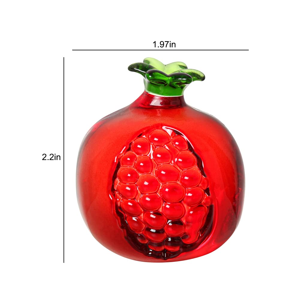 JOONOR Crystal Pomegranate Statue Ornament Decorative Artificial Fruit Glass Figurine Tabletop Paperweight Crystal Ornament for Home Office,Pomegranate