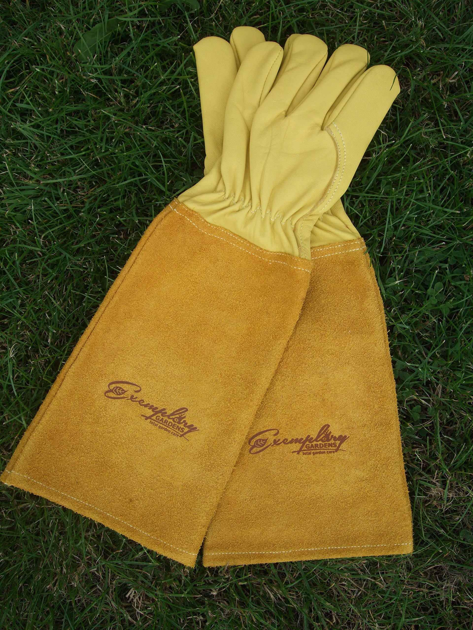 Rose Pruning Gloves for Men and Women - Thorn Proof Goatskin Leather Gardening Gloves with Gauntlet (Extra Large, Yellow)