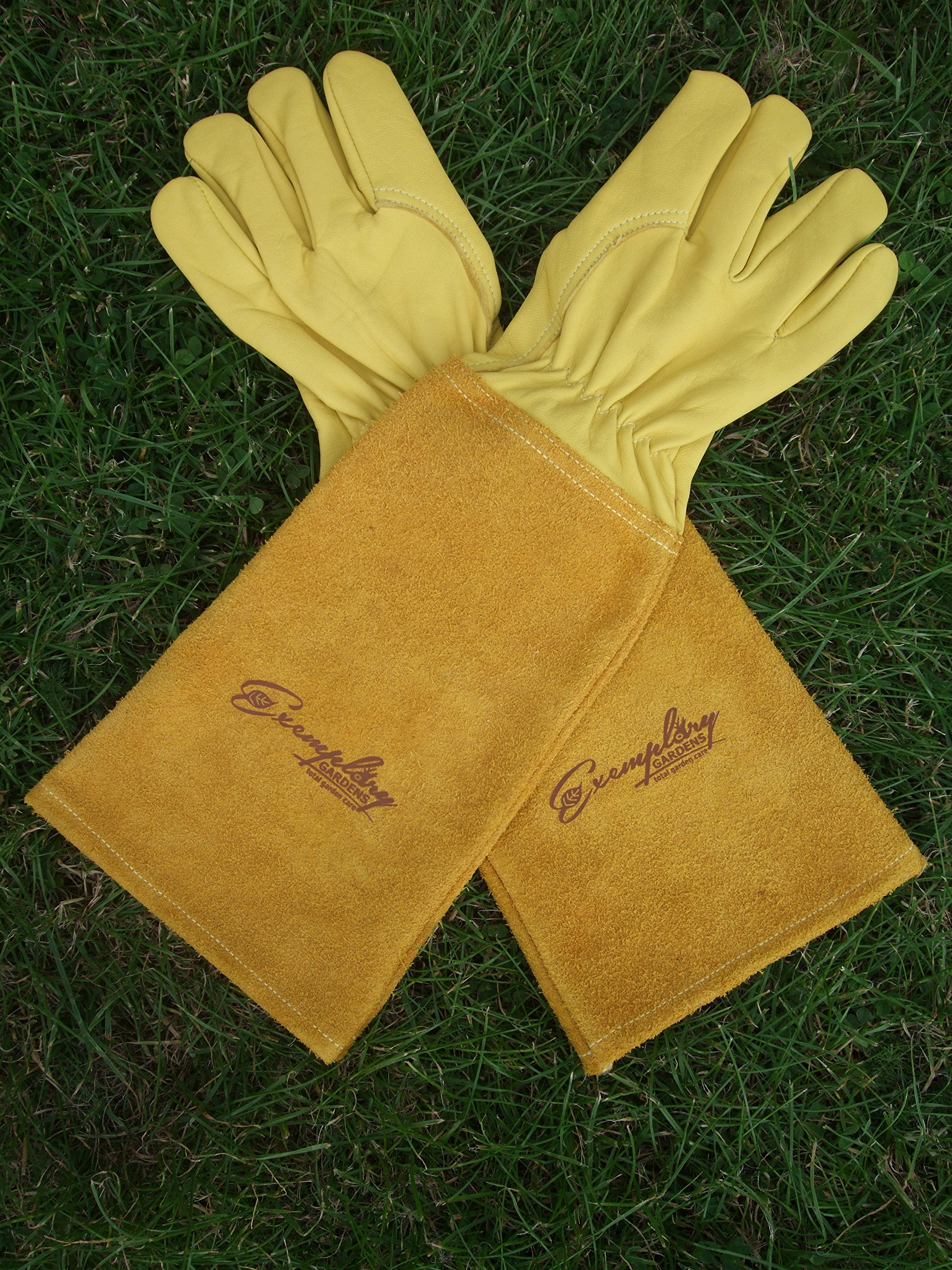 Rose Pruning Gloves for Men and Women - Thorn Proof Goatskin Leather Gardening Gloves with Gauntlet (Extra Large, Yellow)