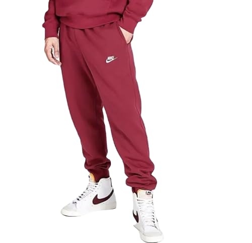 Nike Men's Sportswear Club Jogger Sweatpant, Pomegranate/Pomegranate/White, L Regular US