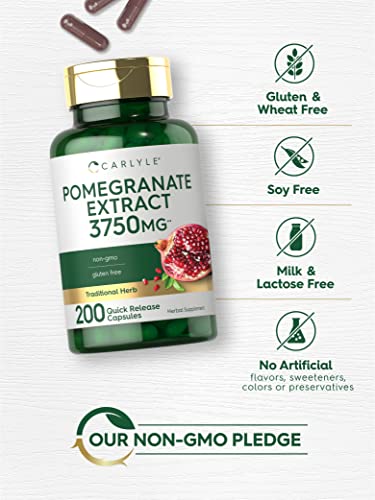Carlyle Pomegranate Extract Supplement | 200 Capsules | Non-GMO, Gluten Free | Traditional Herb