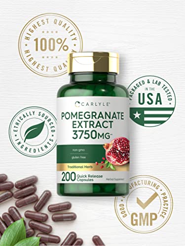 Carlyle Pomegranate Extract Supplement | 200 Capsules | Non-GMO, Gluten Free | Traditional Herb