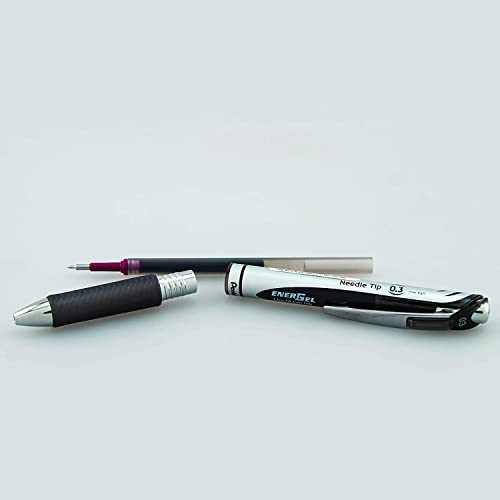 Pentel Energel 0.3 MM Ultra Fine Rtx Retractable Liquid Gel Pen - Needle Tip - 6 Pack Of 3 Black Ink & 3 Blue Ink Deluxe Pens