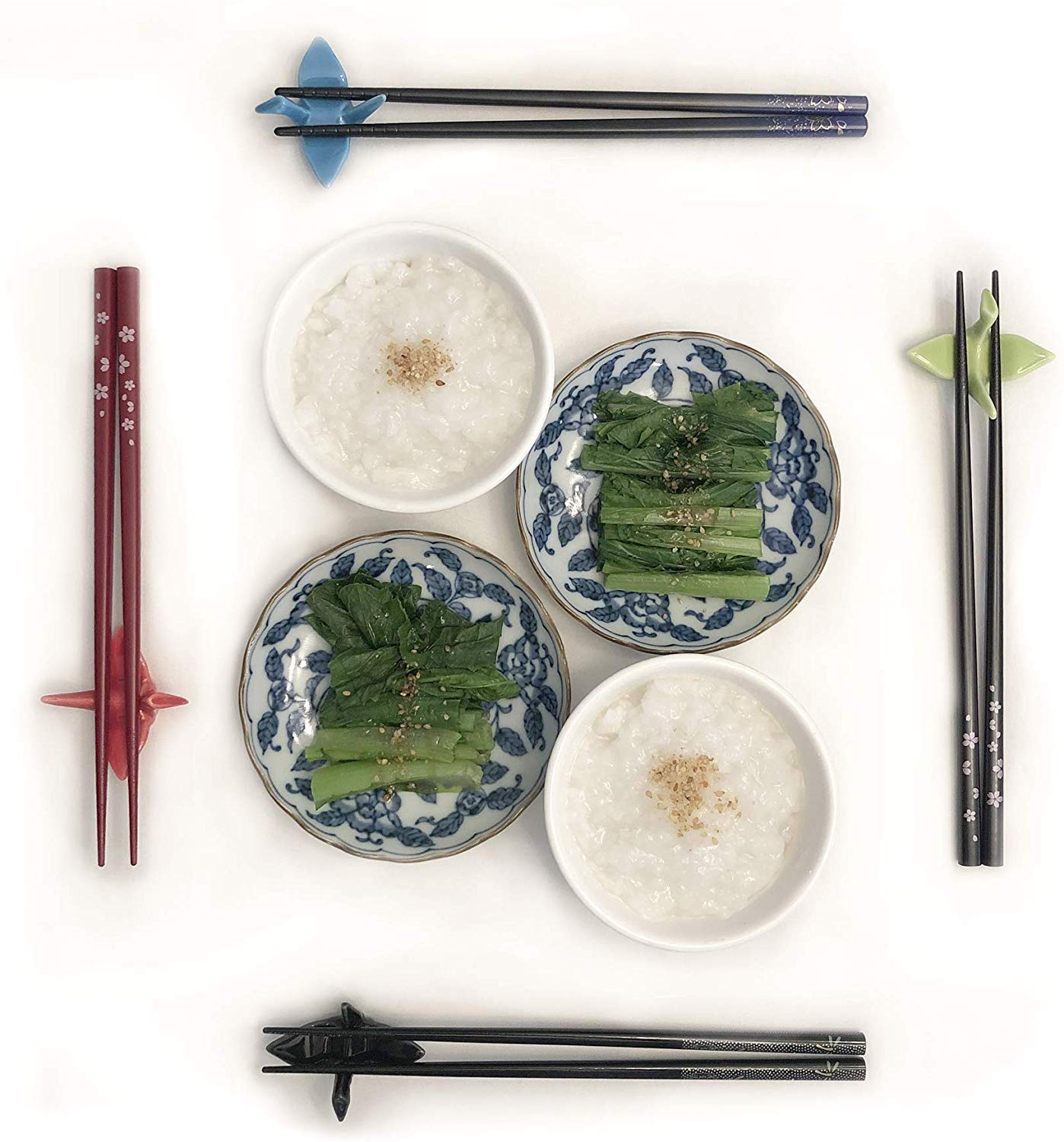 JapanBargain 3643, Portable Chopsticks with Case Reusable Chinese Korean Japanese Bamboo Travel Chop Sticks Utensil Dishwasher Safe Made in Japan, Sakura Pattern