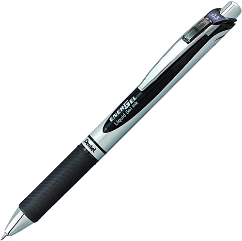 Pentel Energel 0.3 MM Ultra Fine Rtx Retractable Liquid Gel Pen - Needle Tip - 6 Pack Of 3 Black Ink & 3 Blue Ink Deluxe Pens