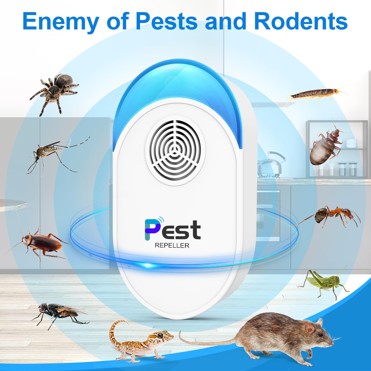 Upgraded Ultrasonic Pest Repeller, 2023 Indoor Mosquito Repellent, for Rodent, Roach, Mouse, Bugs, Mice, Spider, Electronic Plug in Pest Control for House, Garage, Warehouse,Hotel,6 Packs