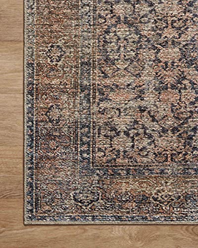 Amber Lewis x Loloi Billie Collection BIL-01 Ink / Salmon, Traditional 7'-6" x 9'-6" Area Rug