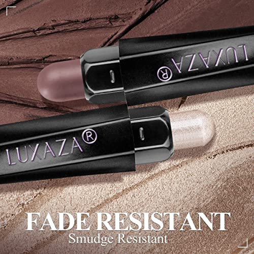 LUXAZA 10PCS Eyeshadow Stick,Shimmer And Matte Neutral Brown Eye Shadow Sticks Pencil Crayon, Eye Brightener Stick With Crease-proof Formula,Waterproof & Long Lasting
