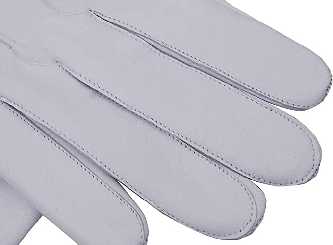 LEATHER LH HANDS Men's Medieval Renaissance Cosplay Unlined Gauntlet Genuine Leather Costume Gloves Cuff White Large