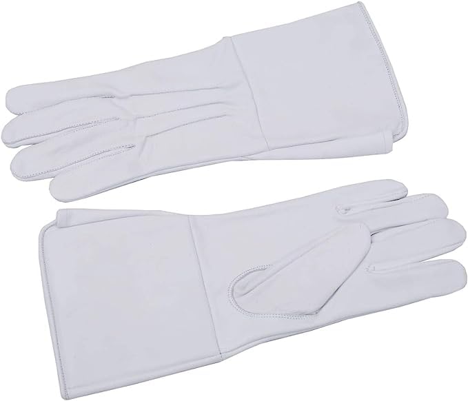 LEATHER LH HANDS Men's Medieval Renaissance Cosplay Unlined Gauntlet Genuine Leather Costume Gloves Cuff White Large
