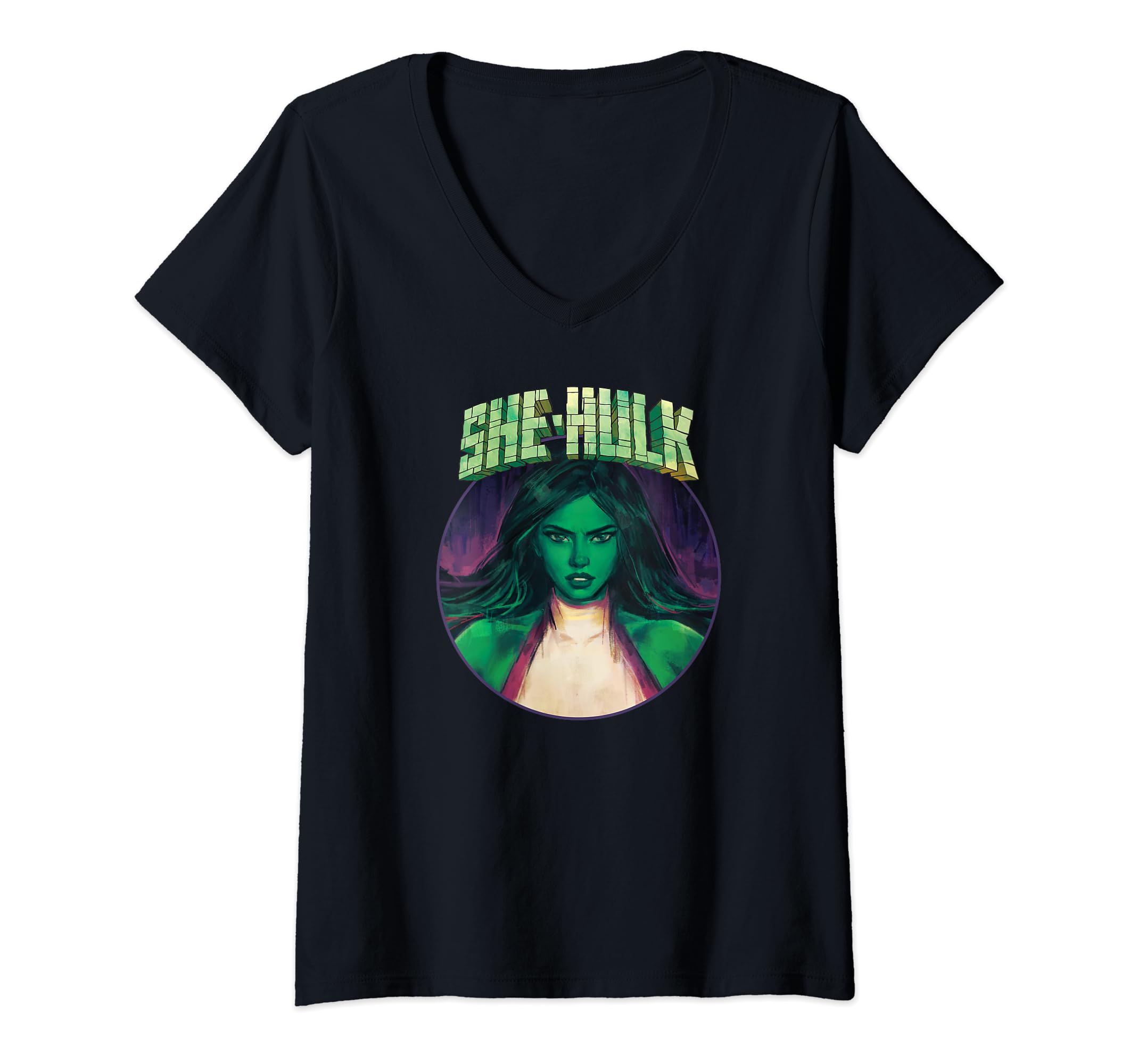 Marvel She-Hulk Powers of a Girl Portrait V-Neck T-Shirt