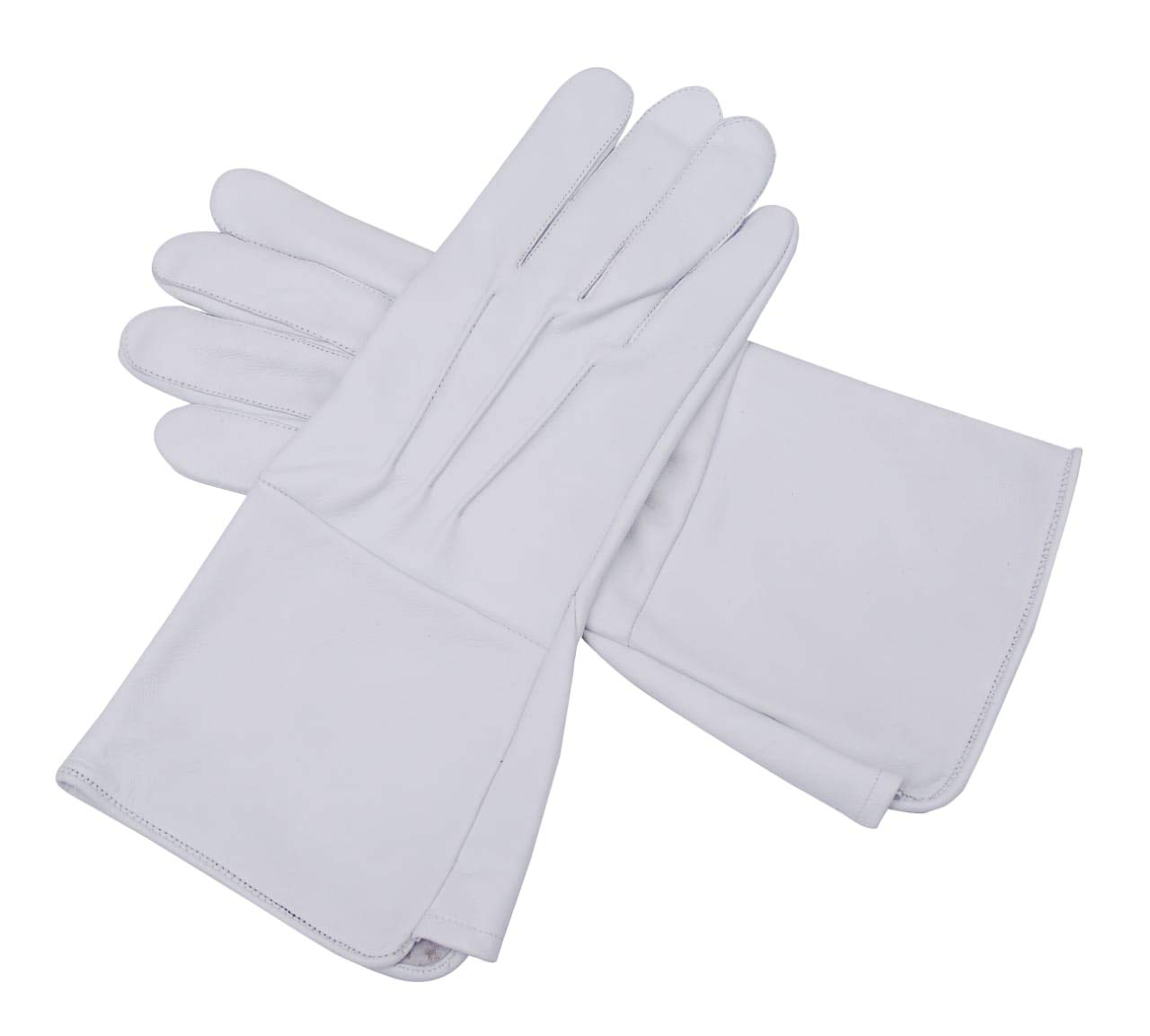 LEATHER LH HANDS Men's Medieval Renaissance Cosplay Unlined Gauntlet Genuine Leather Costume Gloves Cuff White Large
