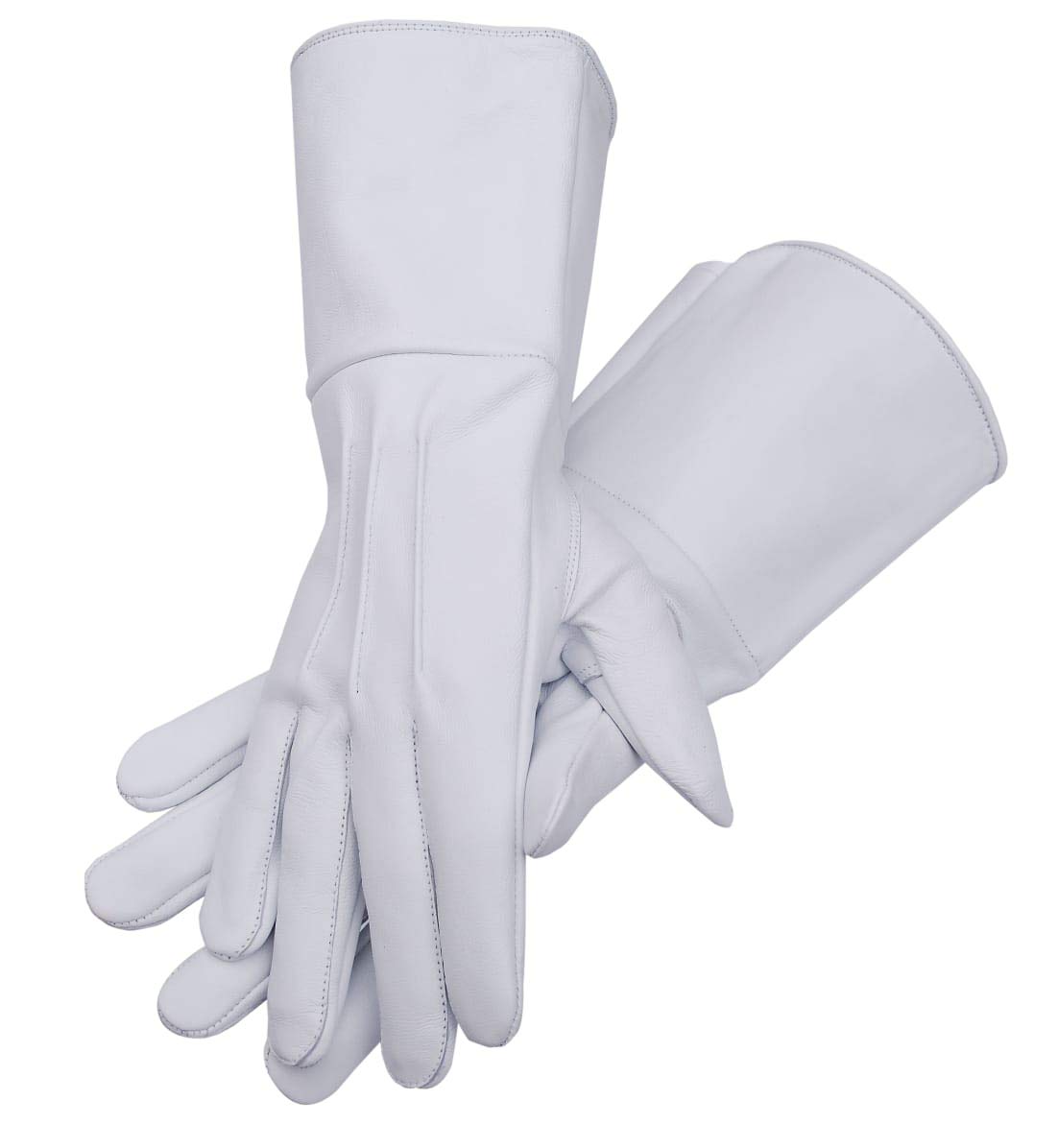 LEATHER LH HANDS Men's Medieval Renaissance Cosplay Unlined Gauntlet Genuine Leather Costume Gloves Cuff White Large