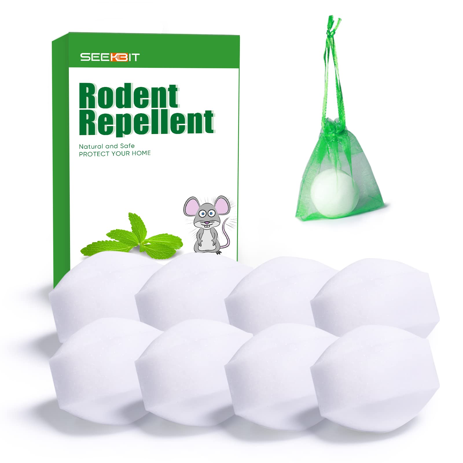 8 Pack Rodent Repellent Peppermint Oil to Repels Mice and Rats and Other Rodents, Mouse Repellent for Car Engines to Keep Mice Out, Rat Repellent for Home Farm Basements Barns Sheds Garages RV Trucks